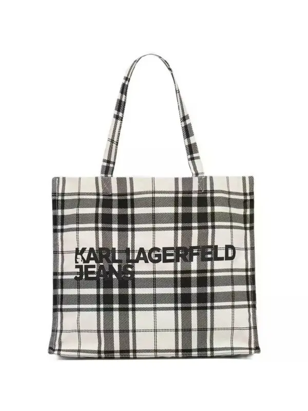 Karl Lagerfeld Check Logo-print Tote Bag - White