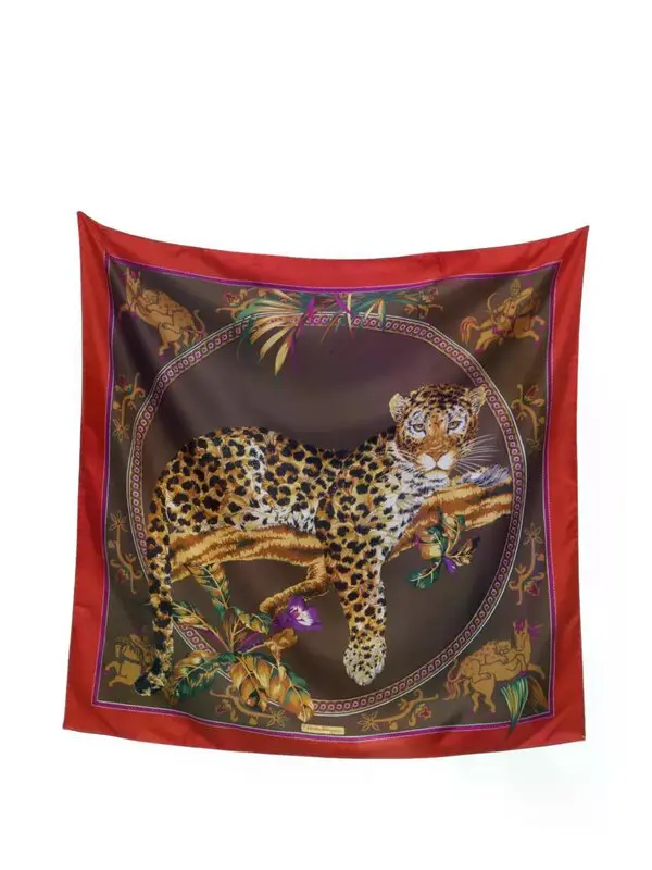 FERRAGAMO Leopard Print Scarf - Brown