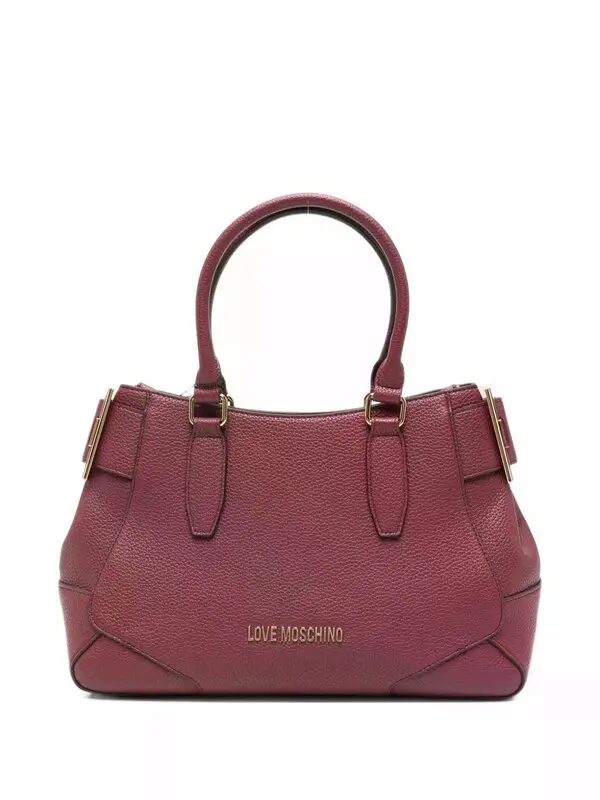 Moschino Logo-plaque Grained-effect Tote Bag - Red