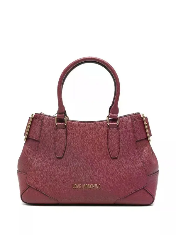 Moschino Logo-plaque Grained-effect Tote Bag - Red