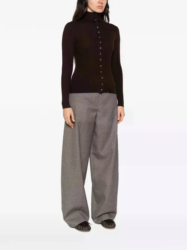 IVORY PARIS Gia Ribbed-knit Cardigan - Brown