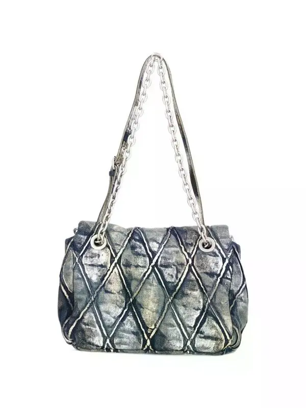 DIESEL® Charm-d Shoulder Bag In Metallic-foil Denim