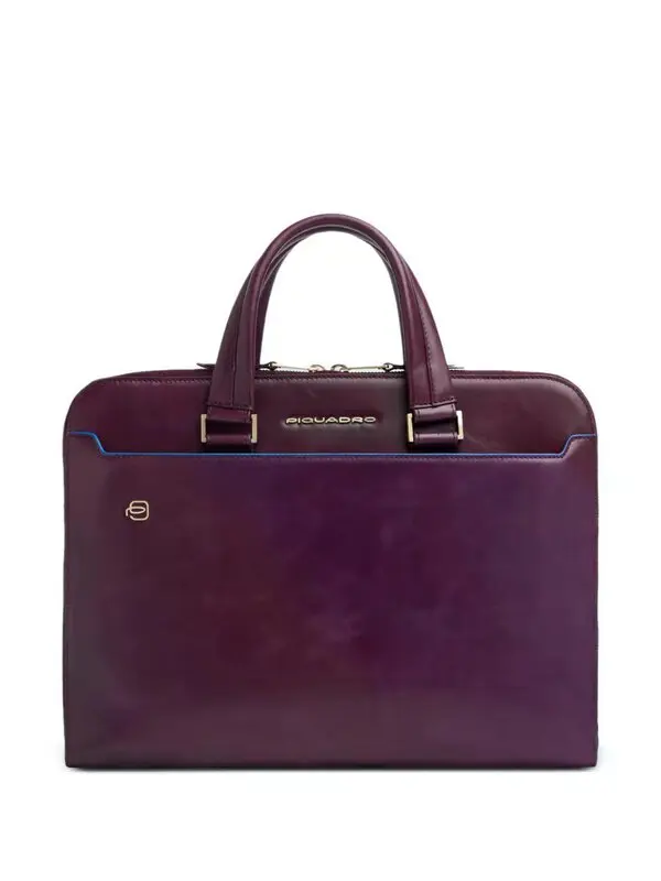 PIQUADRO Blue Square Logo-plaque Leather Briefcase - Red