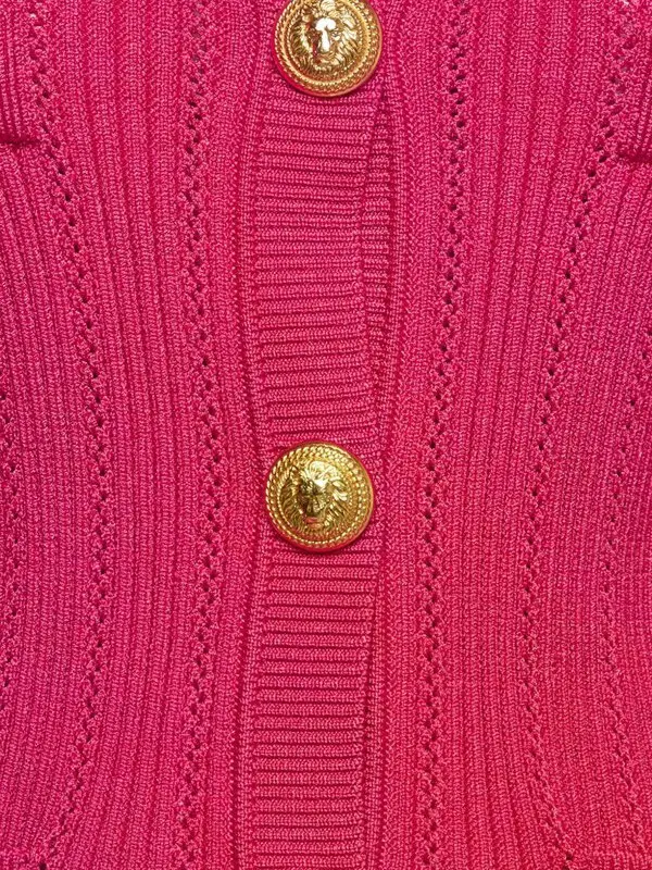 Balmain Button-embellished Pointelle Cardigan