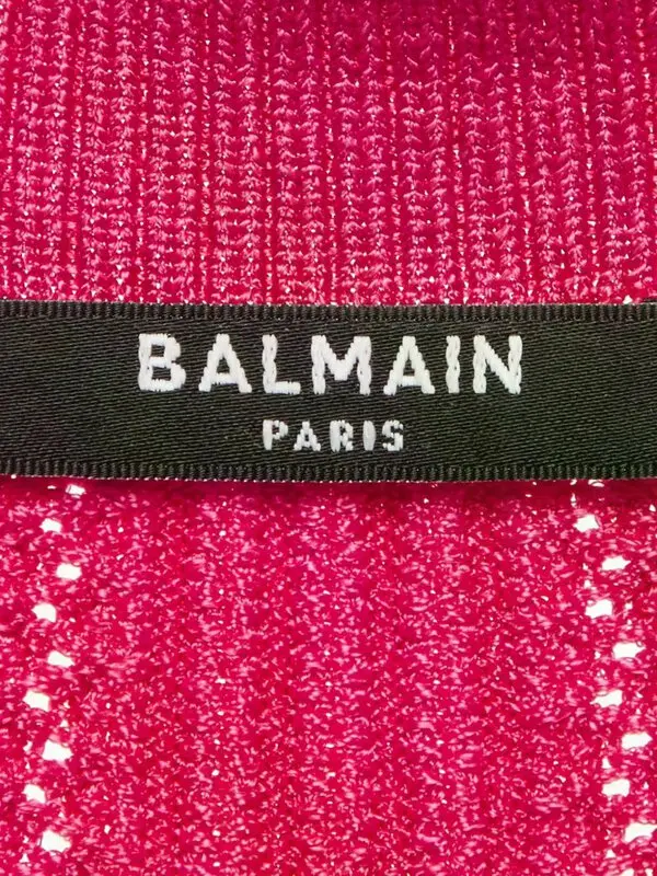 Balmain Button-embellished Pointelle Cardigan