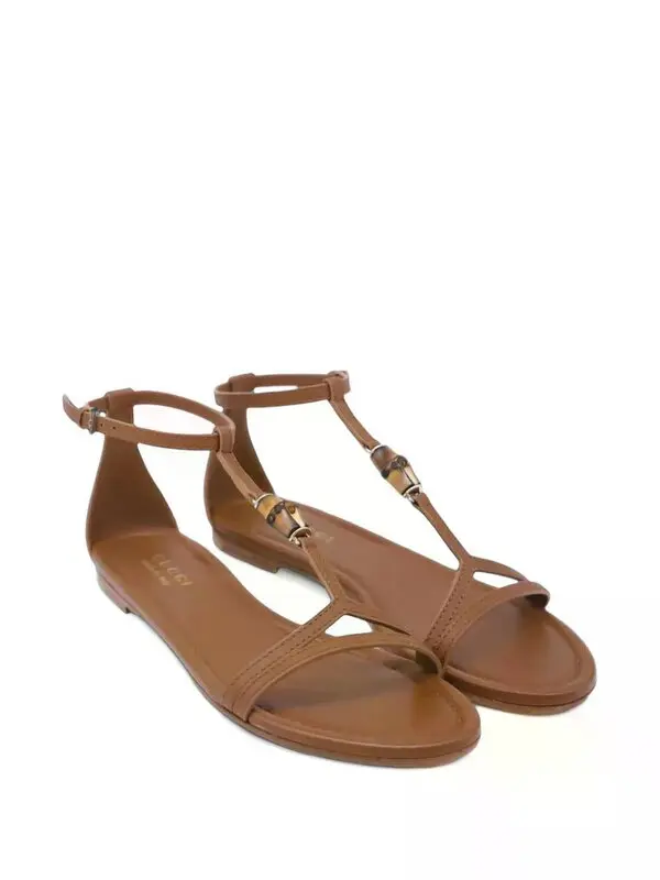 Gucci Bamboo-detailed T-strap Sandals - Brown