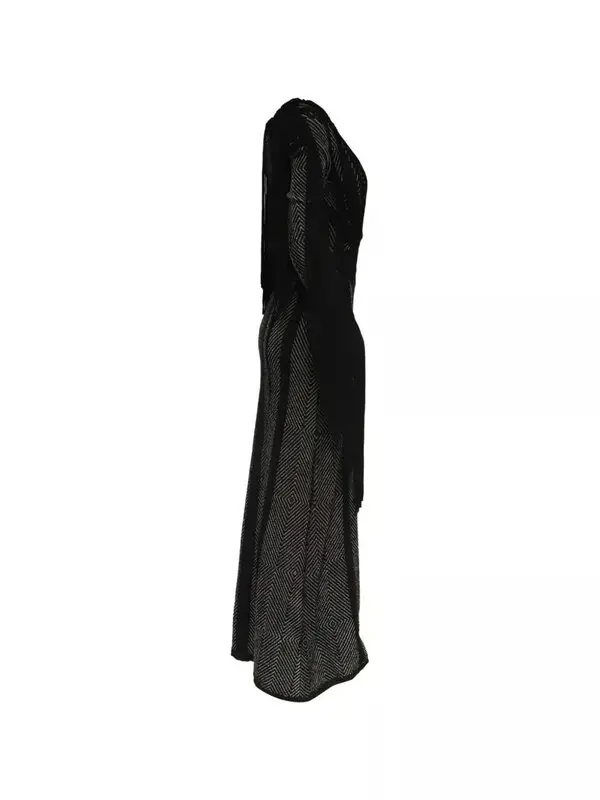 Herve Leger Fringed Long-sleeve Dress - Black