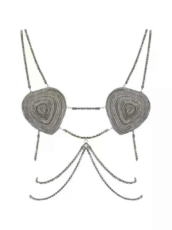 Patrizia Pepe Rhinestone-embellished Chain Bra - Silver