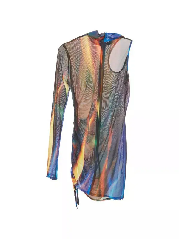 David Koma Flame-print Ruched Mini Dress