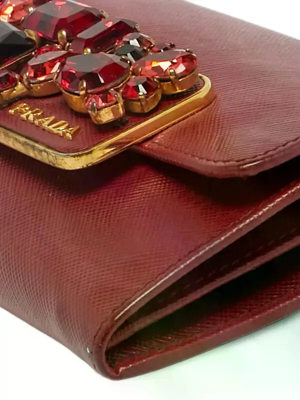 Prada Continental Crystal-embellished Flap Wallet