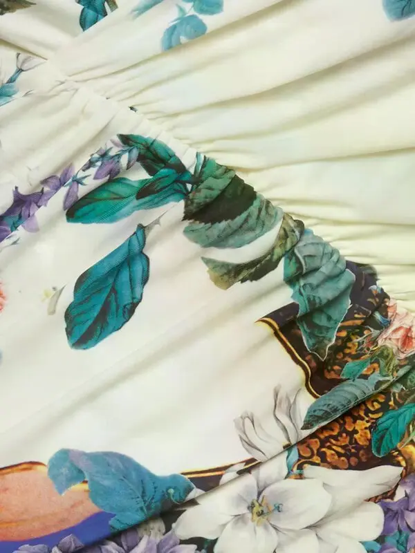 Roberto Cavalli Floral-print Draped Midi Dress