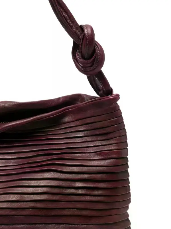 SOMMET L Aisha Rows Pleated Leather Shoulder Bag