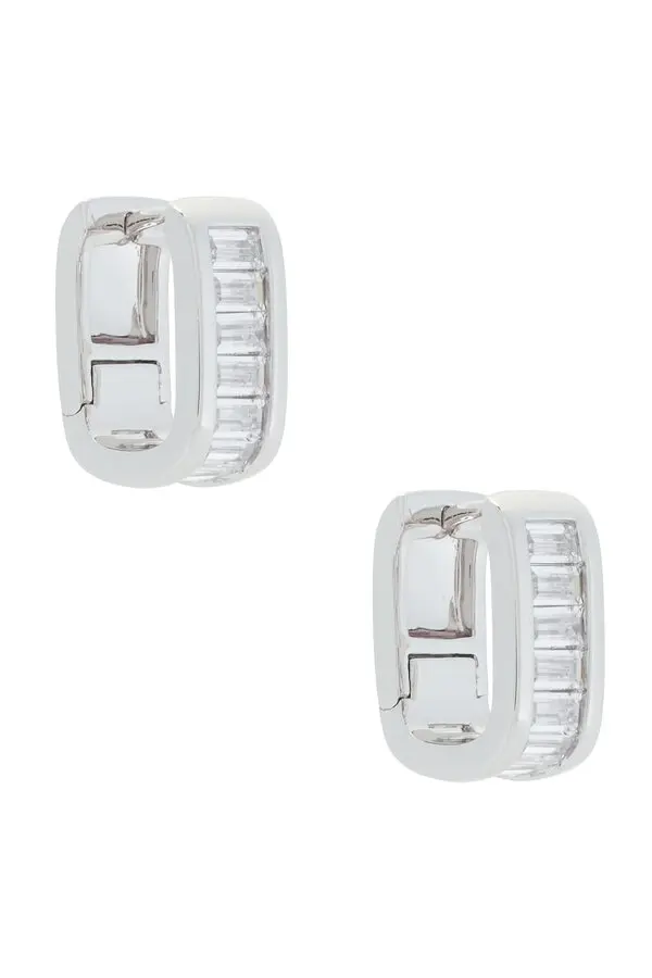 DEHANCHE Crystal Baguette Huggie Earrings In Metallic