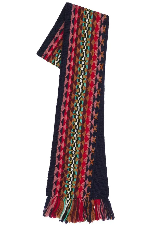Dries Van Noten Tehila Scarf In Red - Navy