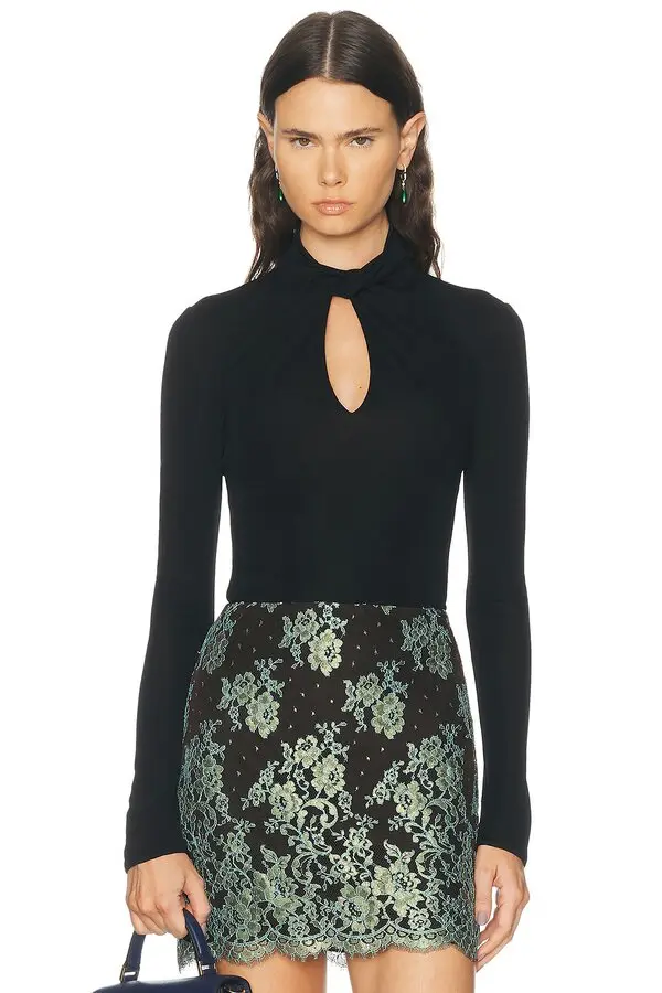 Valentino Garavani Solid Jersey Crepe Top In Black - Nero