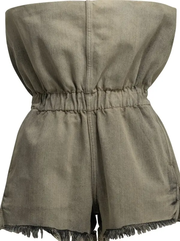 Rick Owens Strapless Frayed-hem Jumpsuit