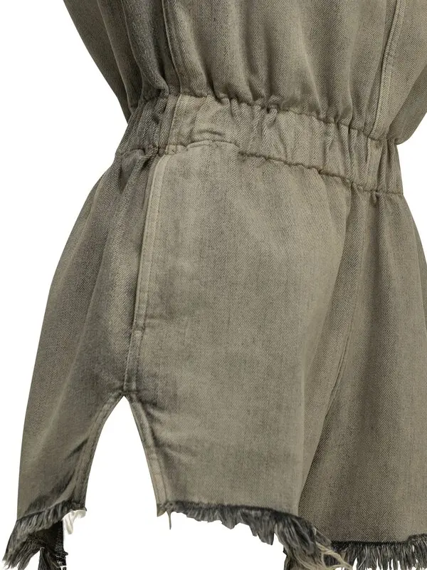 Rick Owens Strapless Frayed-hem Jumpsuit