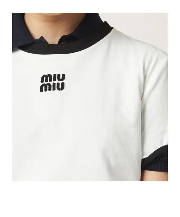 Miu Miu Cotton Jersey T-shirt With Embroidered Logo