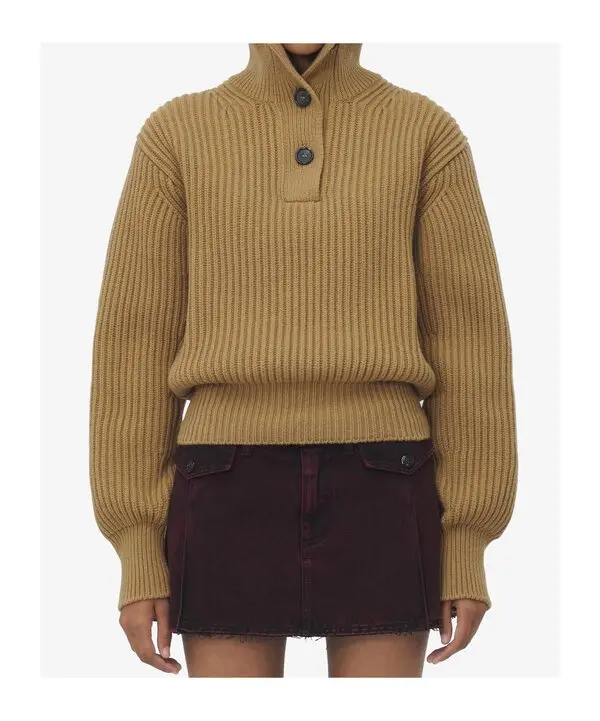 Alexander McQueen Funnel Neck Buttoned Neck Jumper