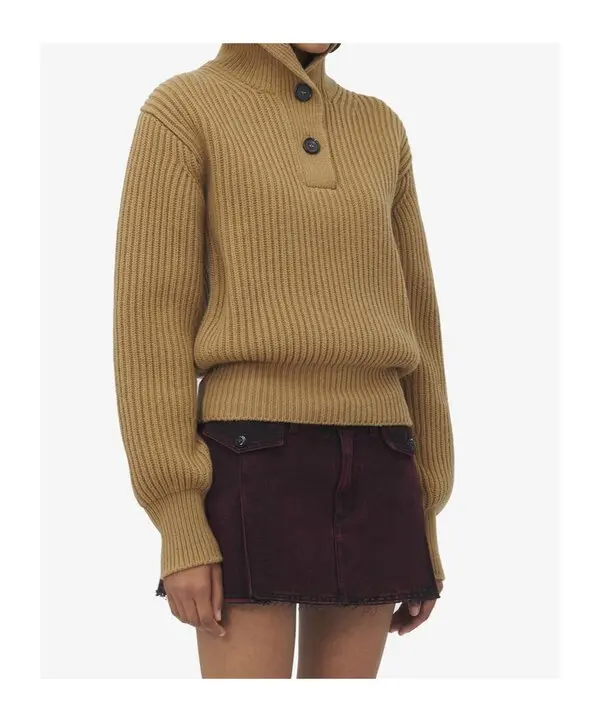 Alexander McQueen Funnel Neck Buttoned Neck Jumper