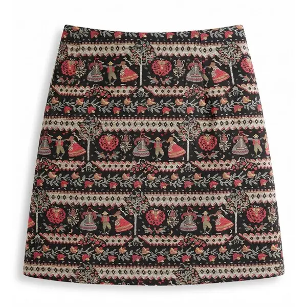 LOUCHE Aubin Heirloom Jacquard A-line Mini Skirt - Black