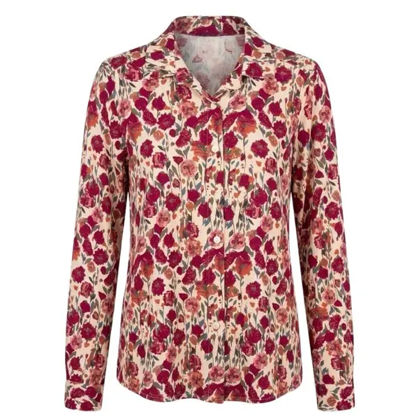 AT LAST... Neutrals Willow Shirt In Berry Floral - Red