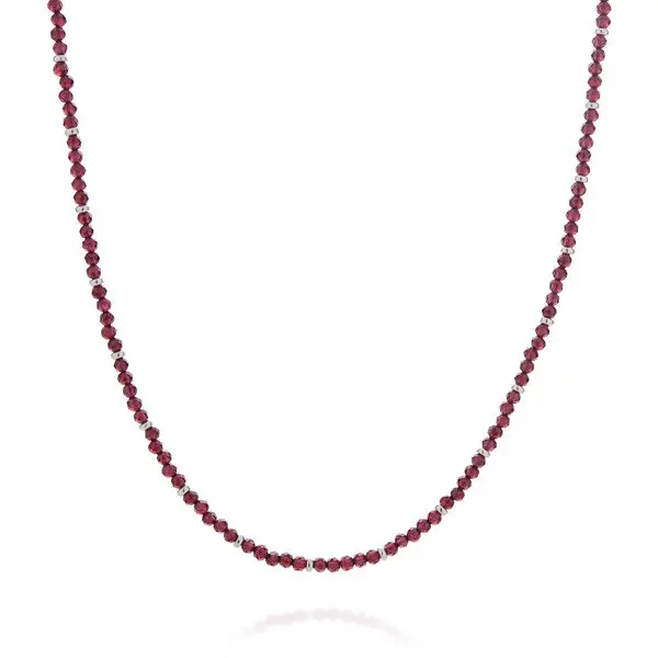 NELLOU JEWELLERY Garnet January Birthstone Orbit Necklace -sterling - Silver