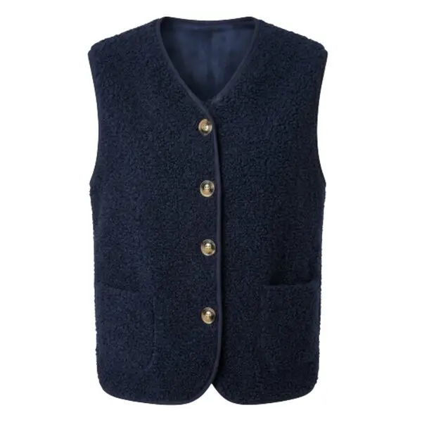 AT LAST... Boucle Gilet In Navy - Blue