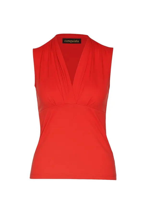 CONQUISTA Viscose-wool-elastane Jersey Top With Draped Neckline