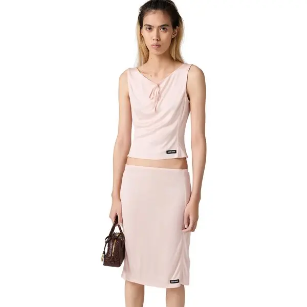 Miu Miu Jersey And Silk Skirt