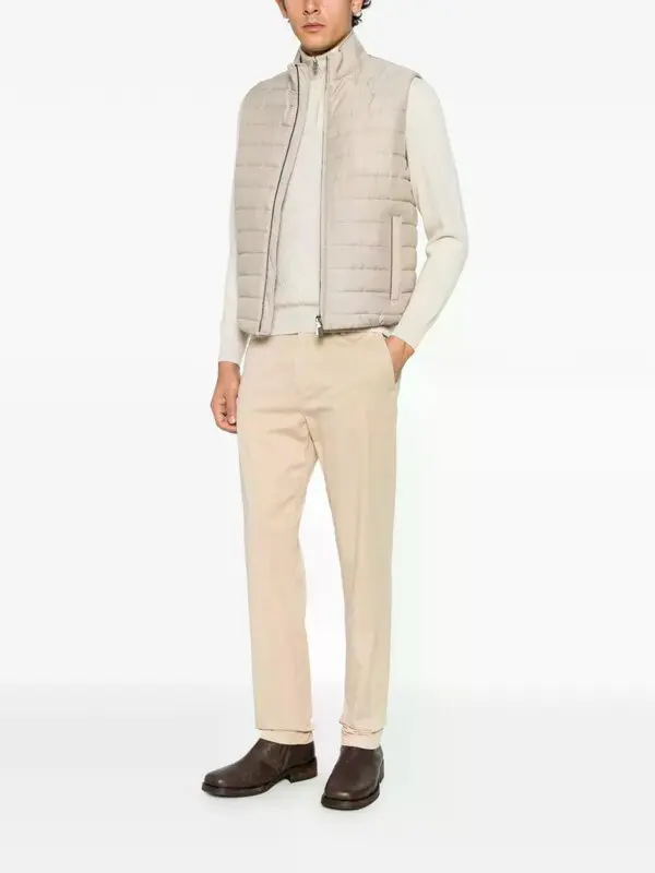 Fedeli Chevron-knit Quarter-zip Sweater - Neutrals
