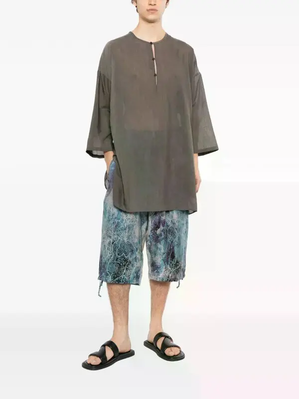 Yohji Yamamoto Sea Abstract-print Shorts