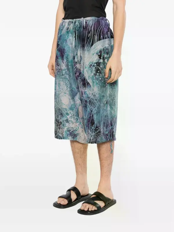 Yohji Yamamoto Sea Abstract-print Shorts
