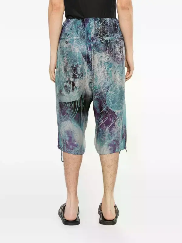 Yohji Yamamoto Sea Abstract-print Shorts