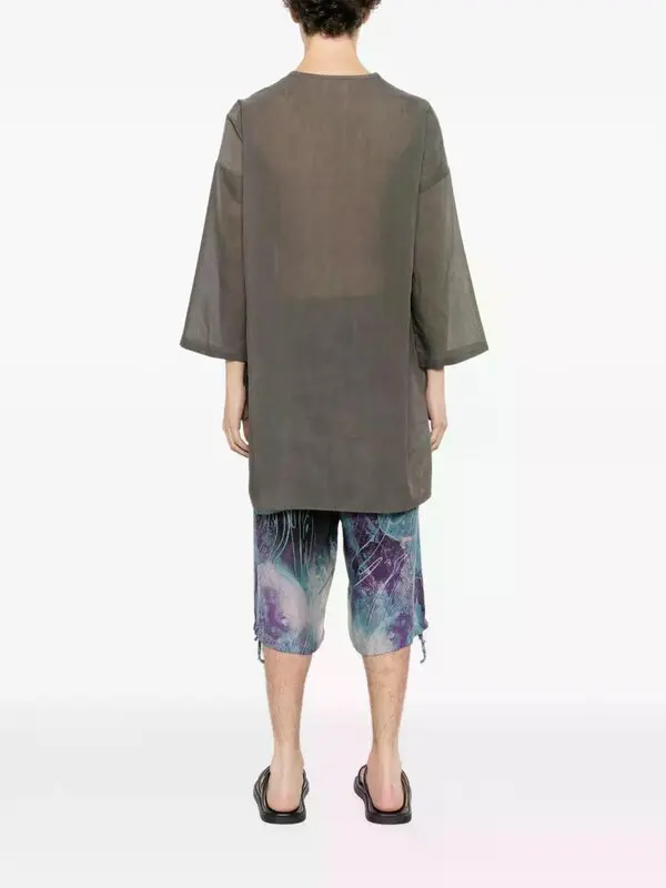 Yohji Yamamoto Gusseted Collarless Shirt