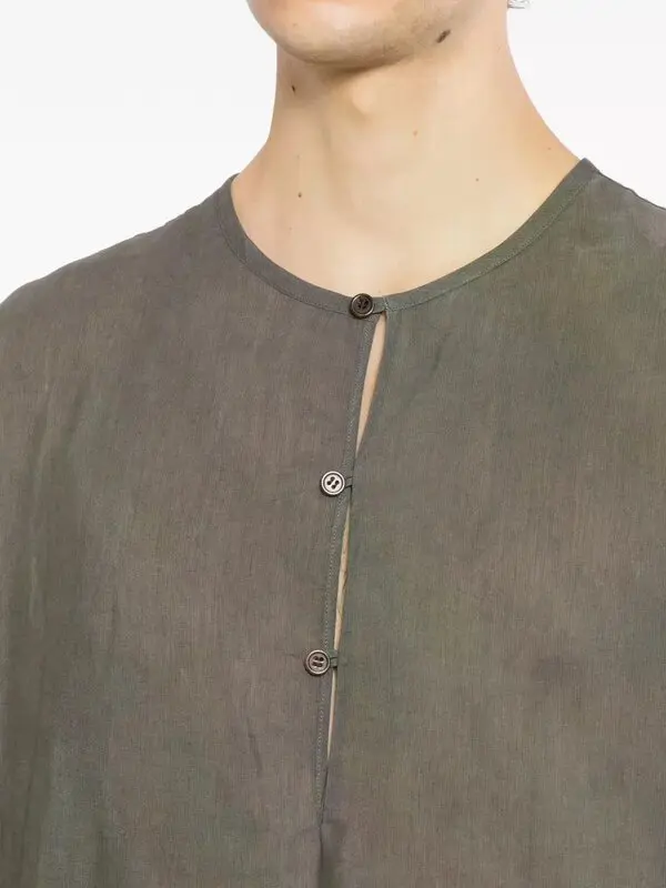 Yohji Yamamoto Gusseted Collarless Shirt
