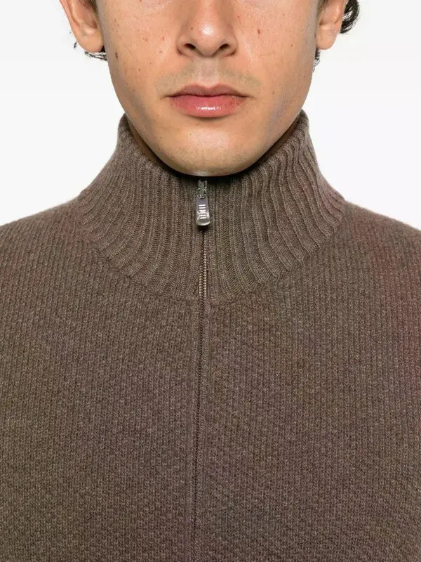 Fedeli Zip-up Ribbed-knit Cardigan