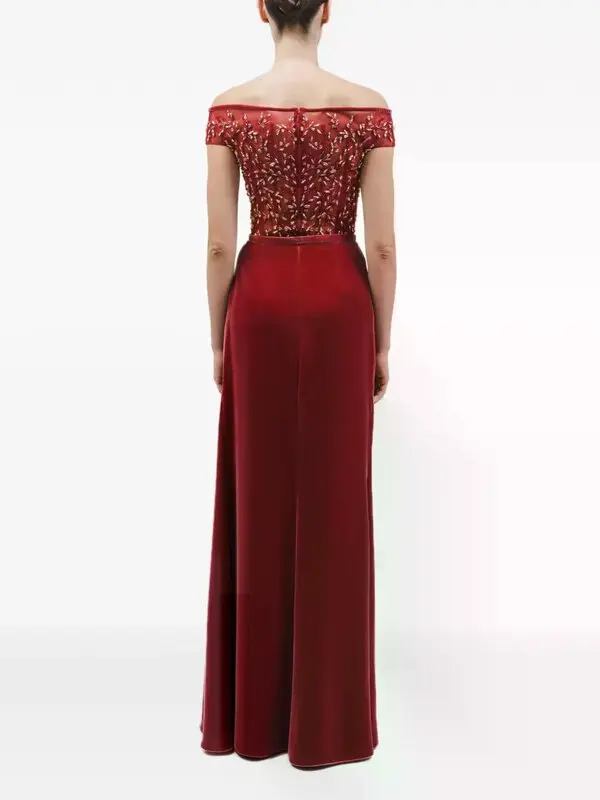 RAMI AL ALI Embellished Velvet-skirt Maxi Dress