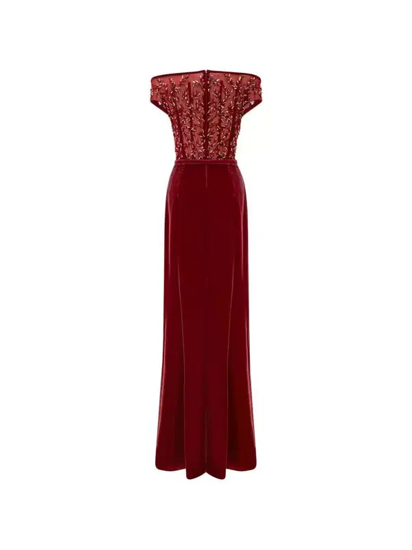 RAMI AL ALI Embellished Velvet-skirt Maxi Dress