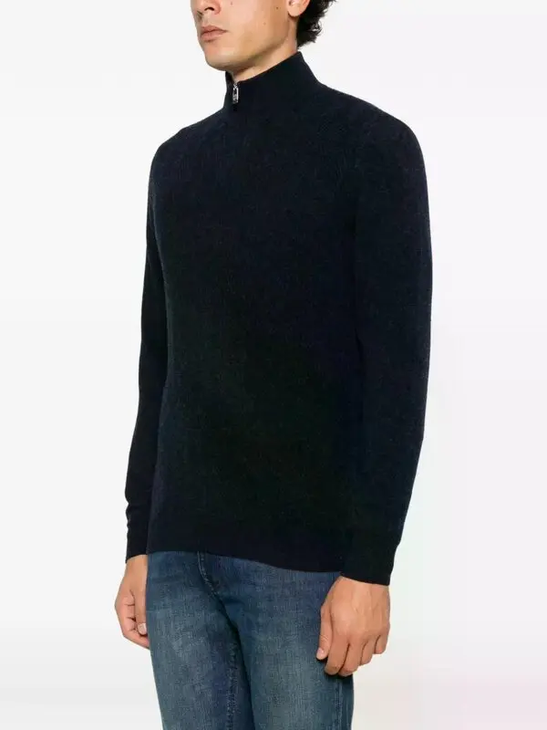 Fedeli Chevron-knit Quarter-zip Sweater
