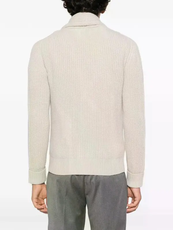 KANGRA Ribbed Shawl-collar Cardigan