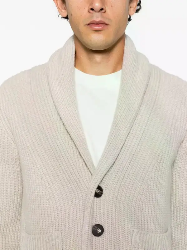 KANGRA Ribbed Shawl-collar Cardigan