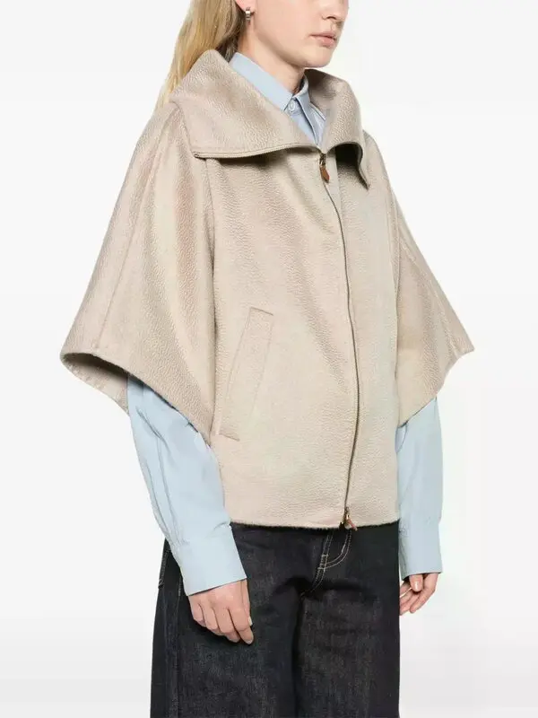 Max Mara Double Cashmere Cropped Coat Sand