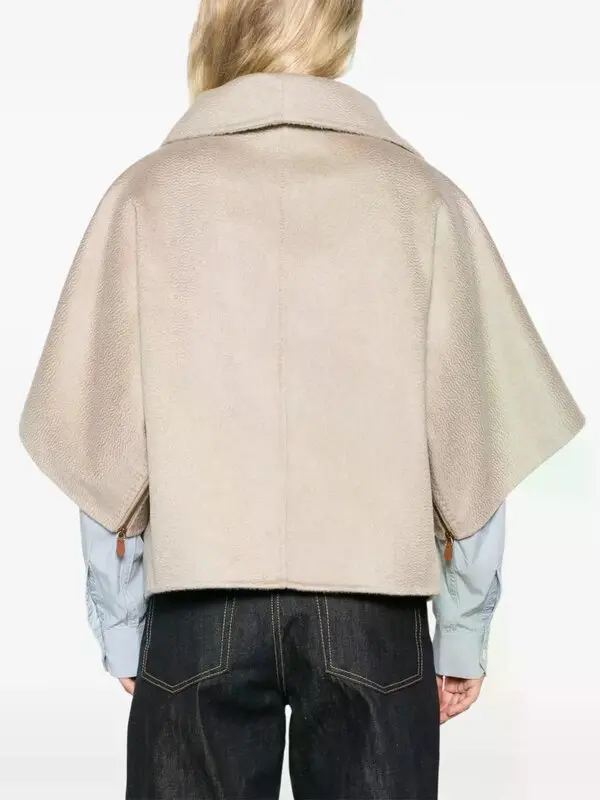 Max Mara Double Cashmere Cropped Coat Sand