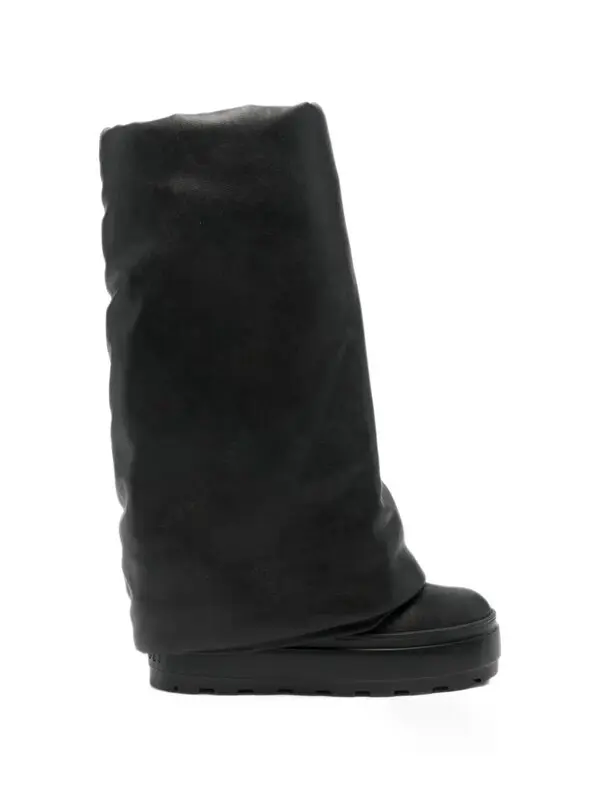 Casadei Foldover-detail Platform Boots - Black
