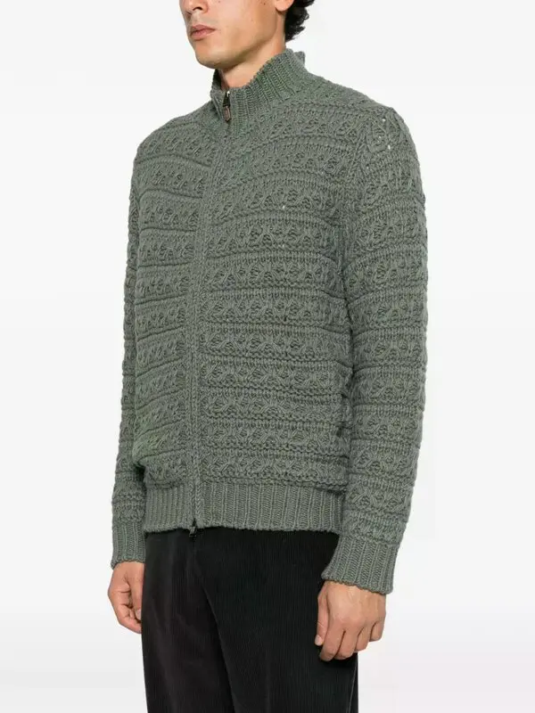 Canali Cable-knit Zip-up Cardigan