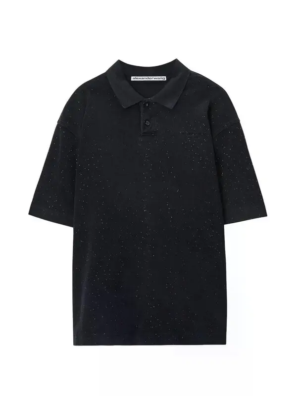 Alexander Wang Crystal Hotfix Polo - Black