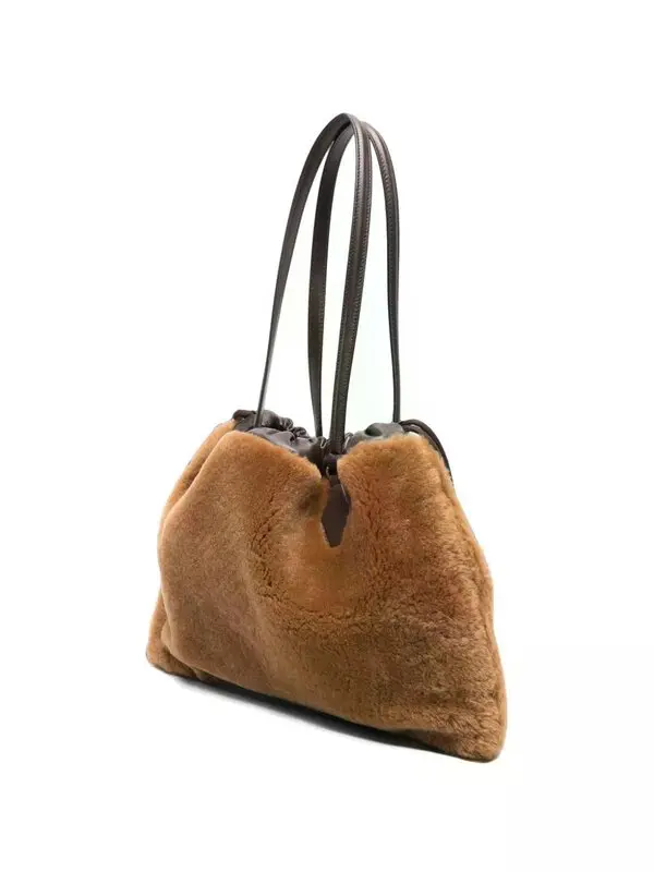 JIMMY CHOO Drawstring Shearling Tote Bag
