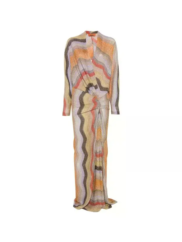 Missoni Long Dress With Deep V-neckline - Neutrals