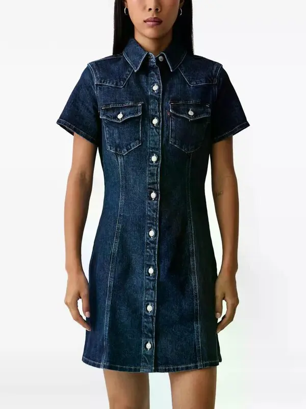 LEVI'S Trace Western Short-sleeve Mini Dress - Blue